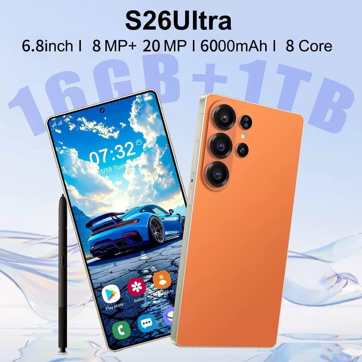 Смартфон CCIT S26 Ultra, ручка для письма, 16 ГБ/1ТБ, Nano-SIM