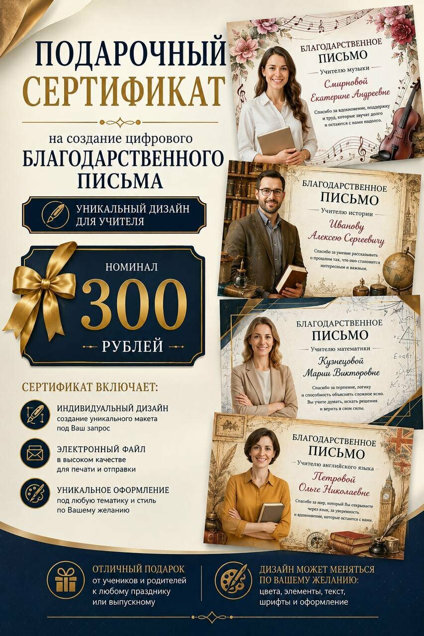 Сертификат на создание цифровой благодарности учителю