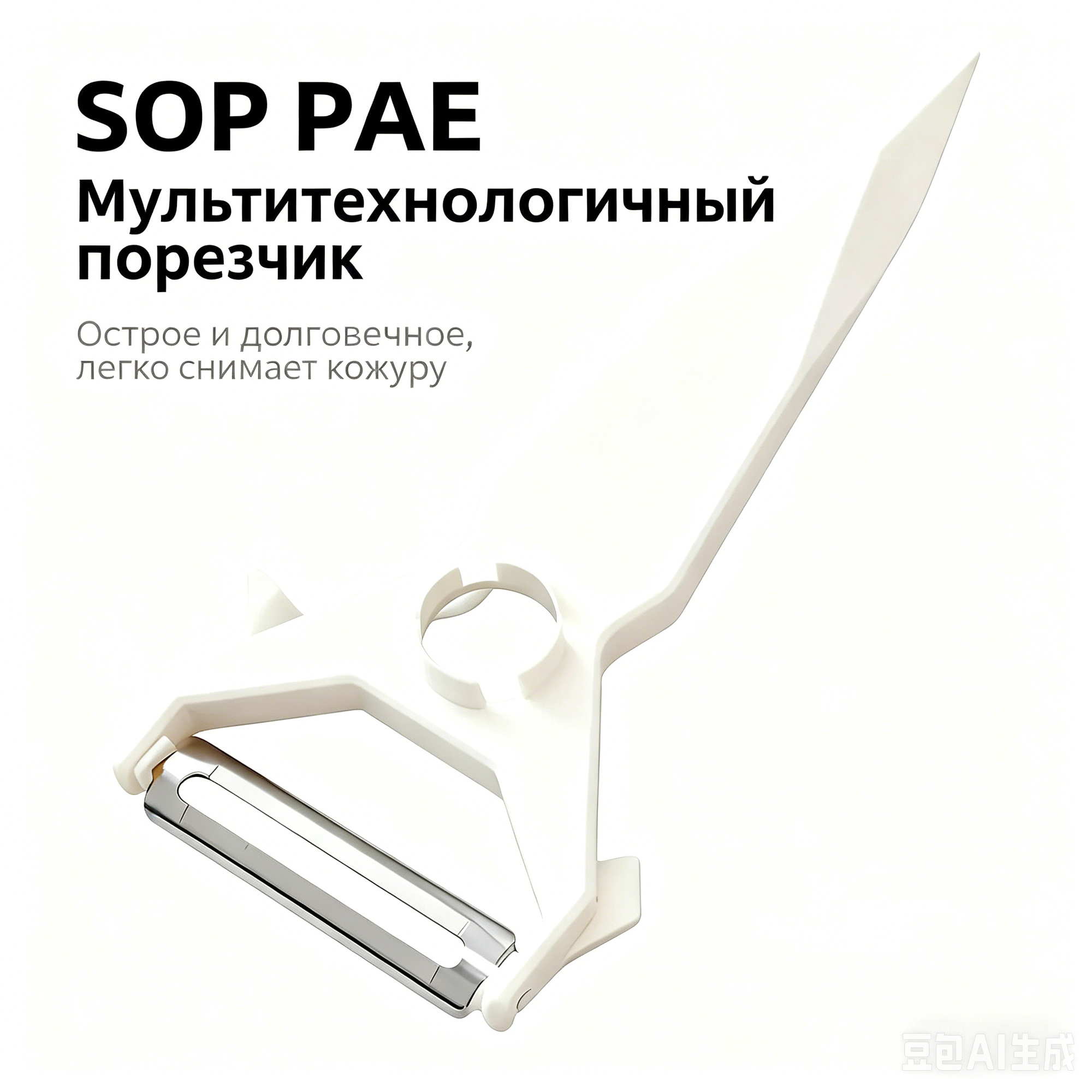 Овощечистка "5 в 1" , лезвие нержавеющая сталь, нескользящая рукоятка (Цвет товара: оранжевый)
