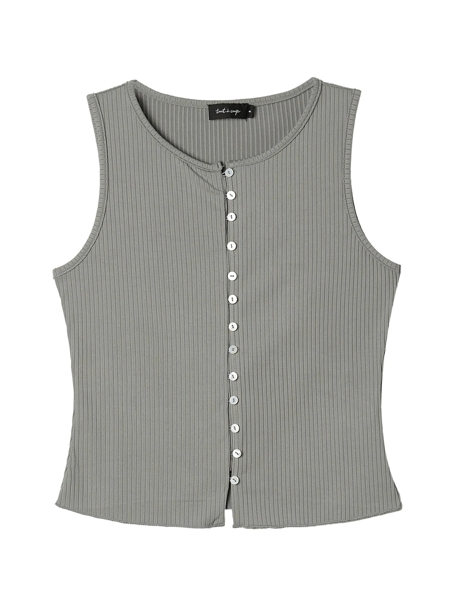 Топ Ribbed button-front top