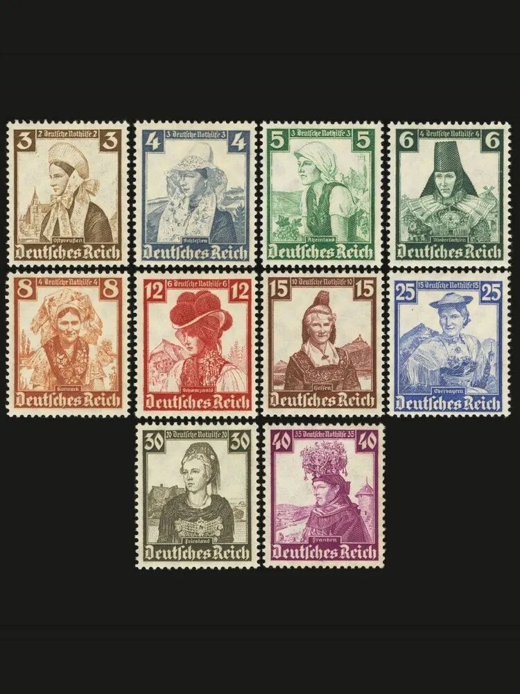 Почтовые марки Германия 1935 Немецкий фонд неотложной помощи. Национальные костюмы, полная серия MNH**
