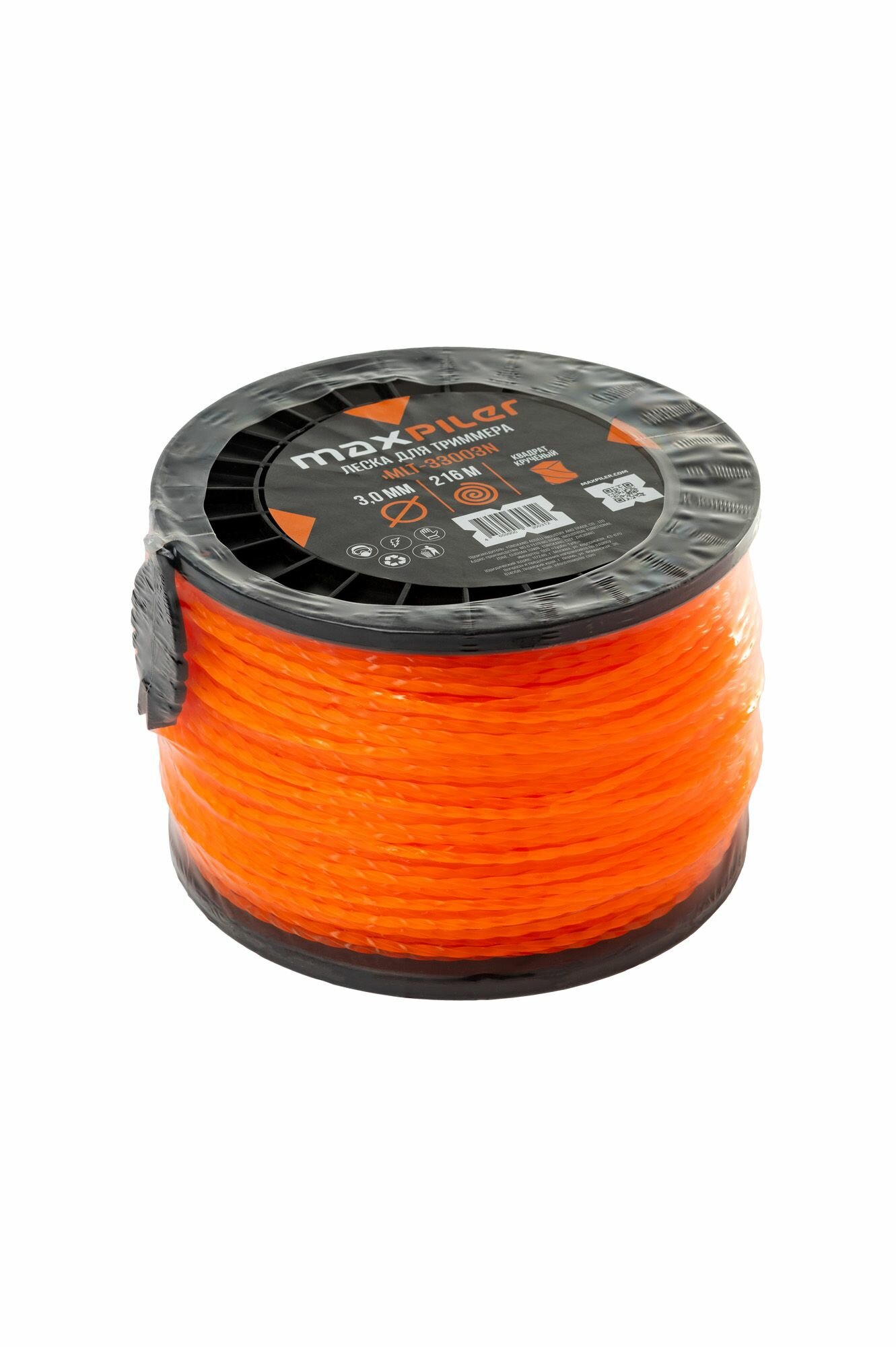 Леска для триммеров MAXPILER 3.0мм*3LB, квадрат крученый, 216м (MLT-33003N) бухта