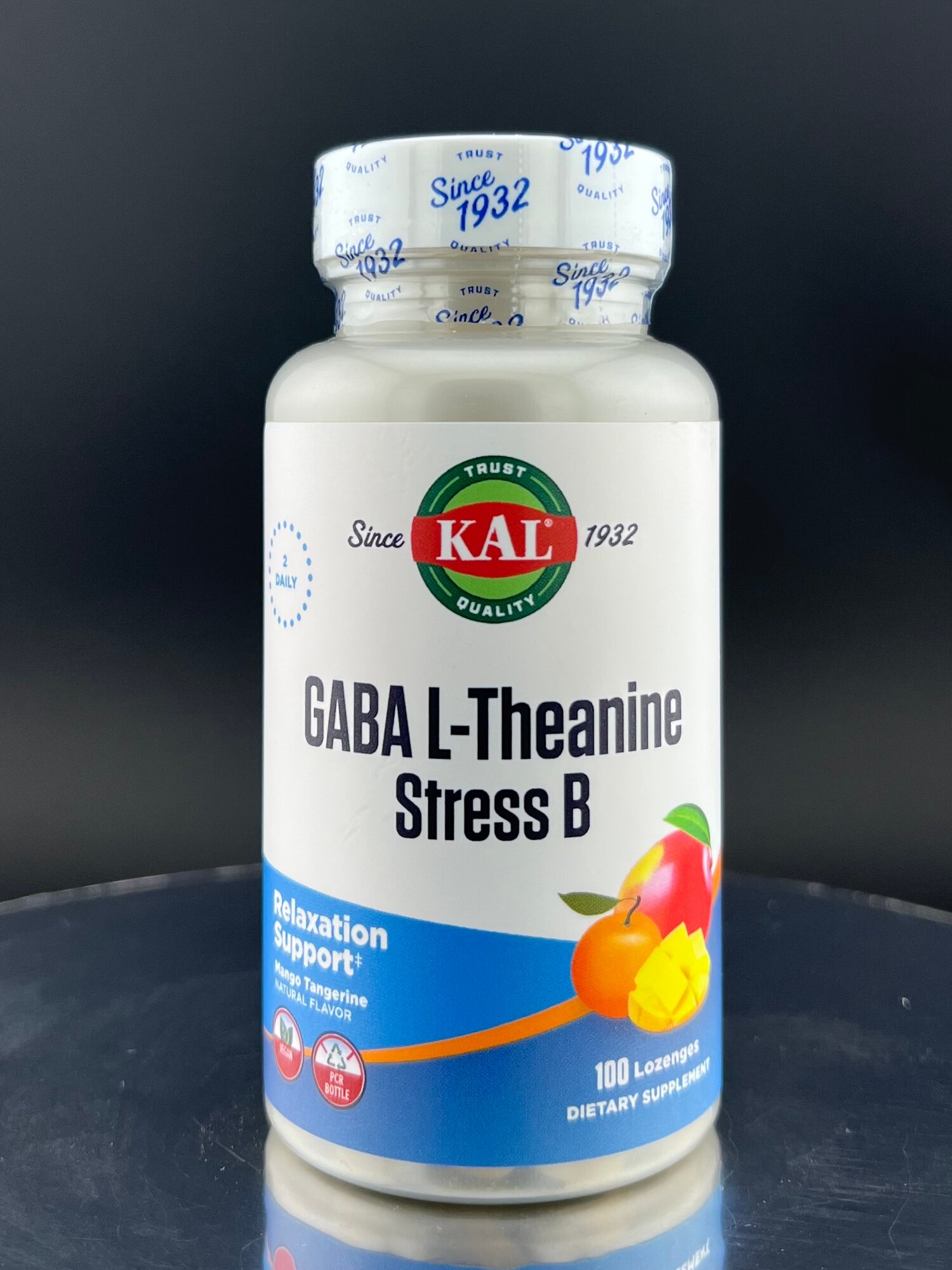 Гамк, L-теанин, таблетки Stress B, KAL, GABA L-Theanine Stress B, 100 пастилок