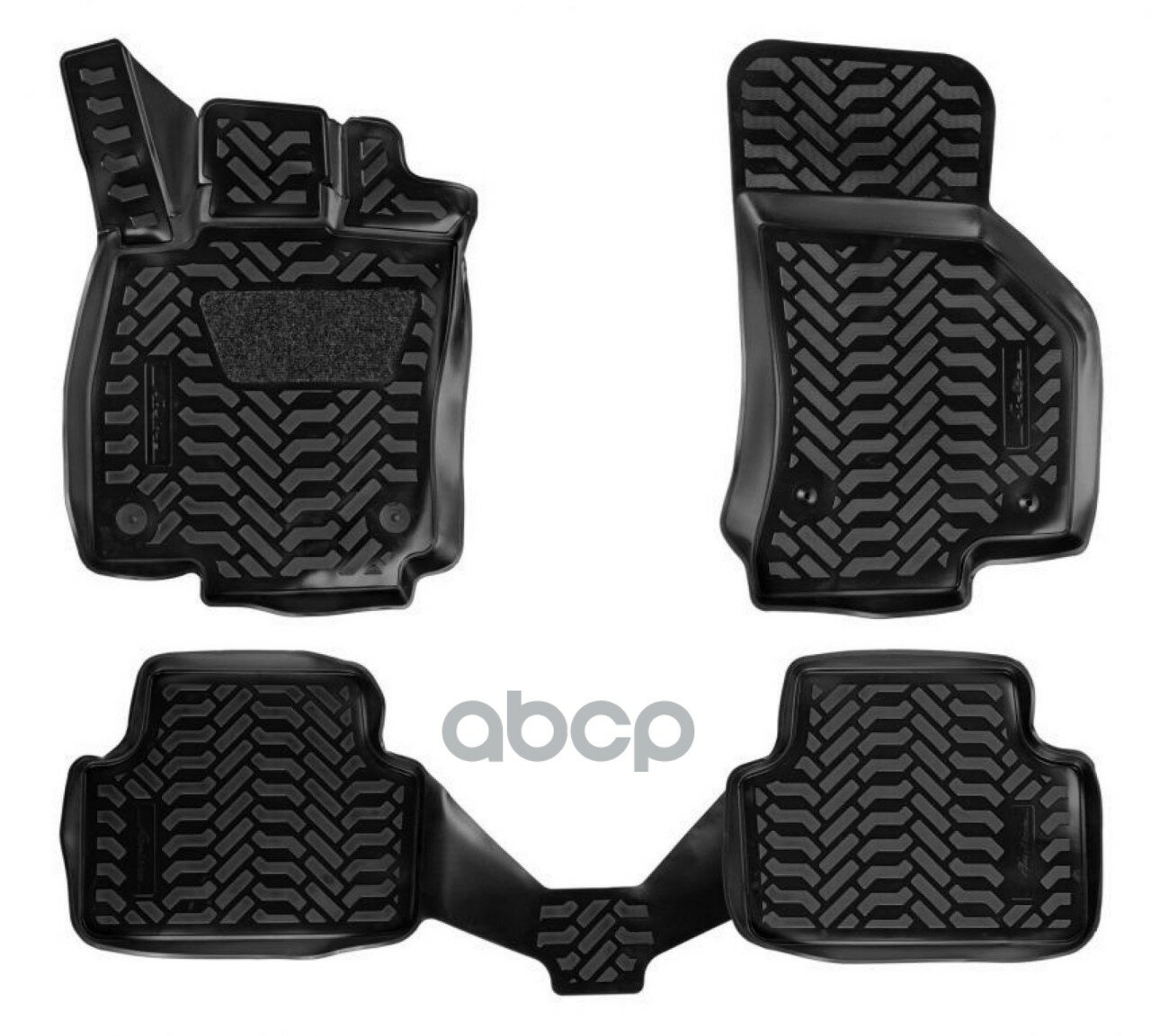 Ковры в салон (3D с подпятником) SKODA Octavia (A7) (2013-) компл. 4 шт, (крепеж), высокий борт, полимерные, черные AIRLINE .
