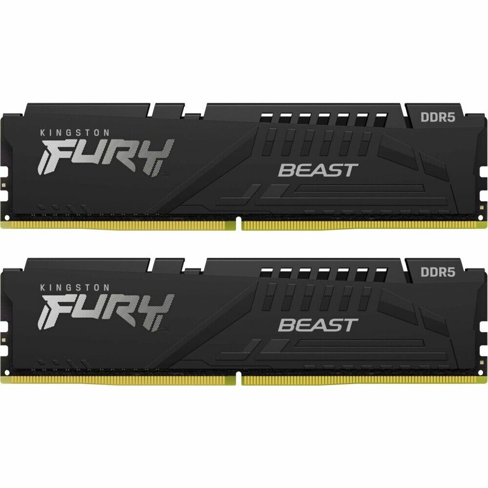 Оперативная память Kingston Fury Beast, DDR5, 32Gb (2x16GB), 6000MHz, CL30, DIMM, с радиатором, черный