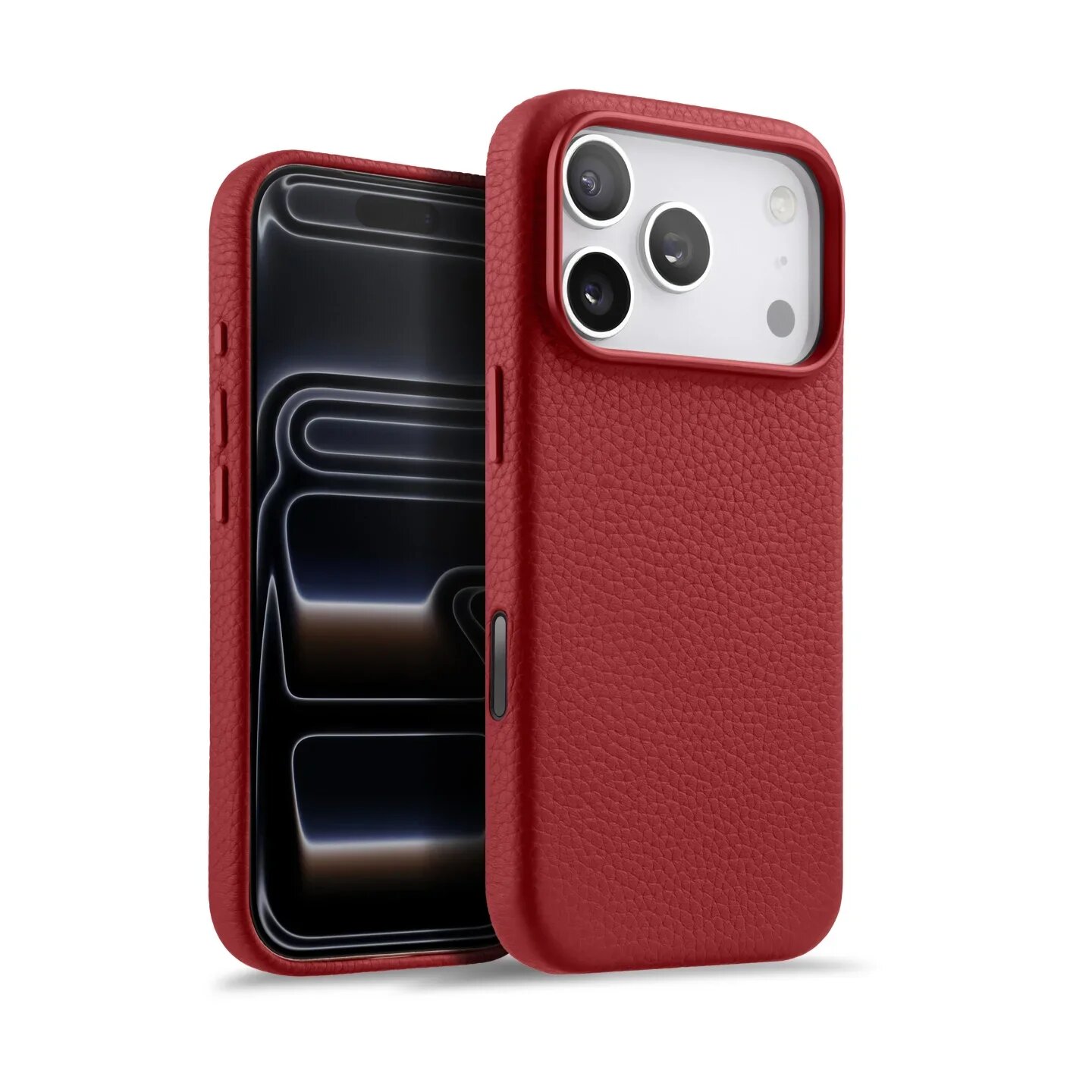Итальянский чехол из натуральной яловой кожи для iPhone 17 Pro Красный, Красный, for iPhone 17 Pro