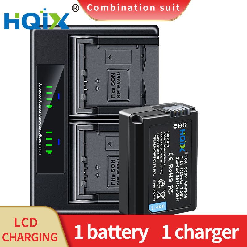 HQIX для Sony DSC-A5100 A5000 A3000 A55 A37 A35 A33 NEX-C3 3N 5N 5T 7 6 5R 5C F3 ZV-E10 ILCE-QX1 камера NP-FW50 Двойное зарядное устройство Аккумулятор