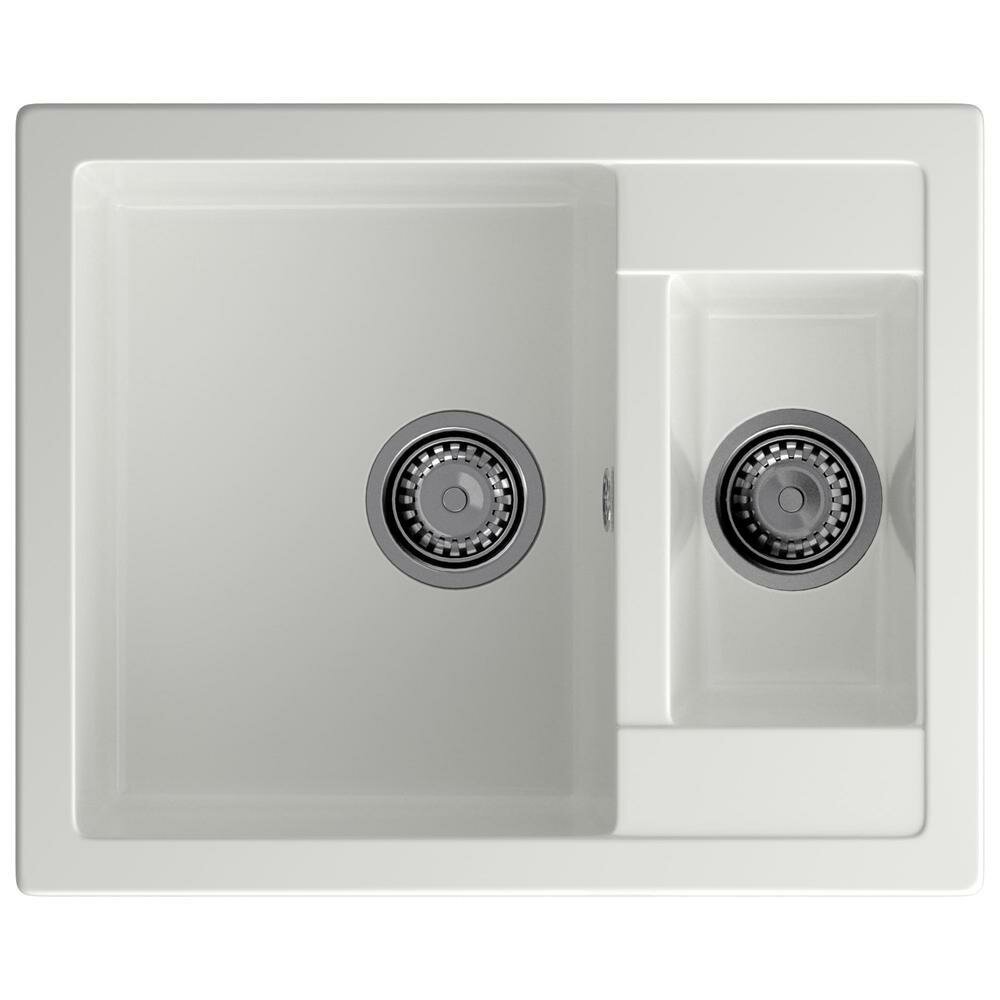 Мойка для кухни GranFest Quadro 61х50 Q-610K иней, 2 чаши, искусственный мрамор