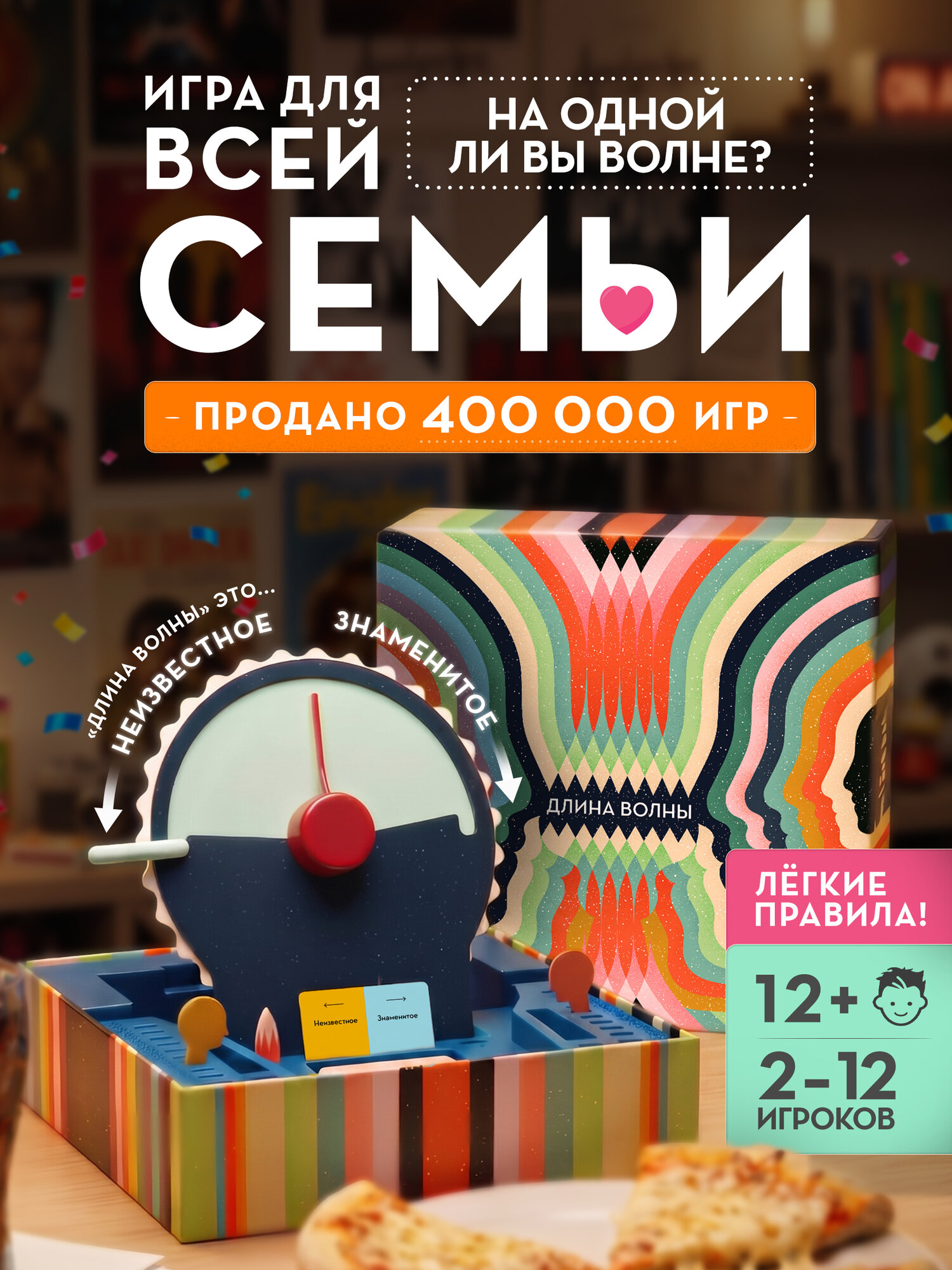 Веселая разговорная настольная игра для компании и детей от 12 лет Длина Волны