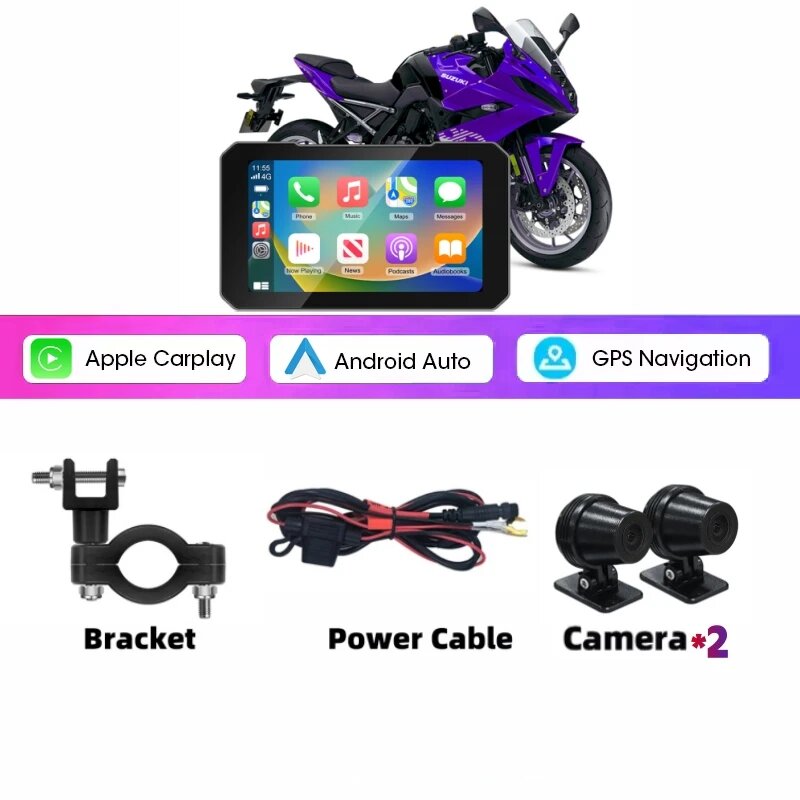 Беспроводной CarPlay, Moto, Android Auto, 5-дюймовый портативный цифровой дисплей для With recorder