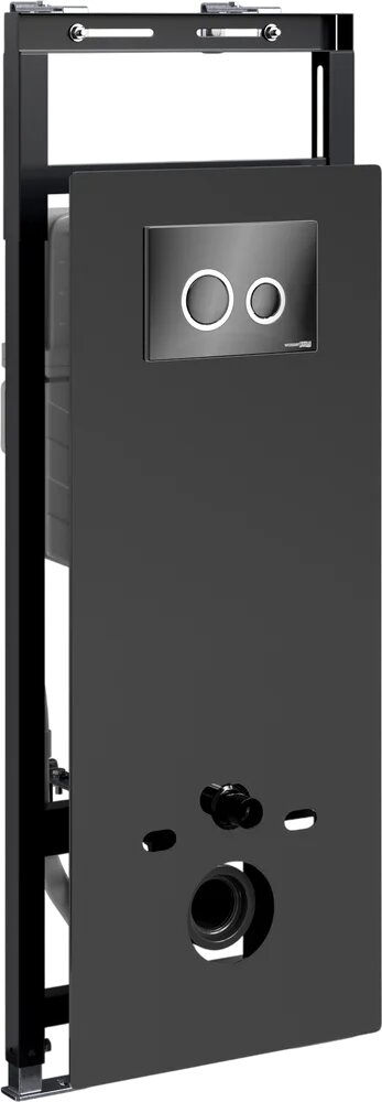 Инсталляция с кнопкой Wasserkraft Зальм (Salm) 27TLT.010. ME. BL. PB01 50,4 см, крепление к стене/к полу, с регулировкой по высоте, кнопка для унитаза черная, глянцевая