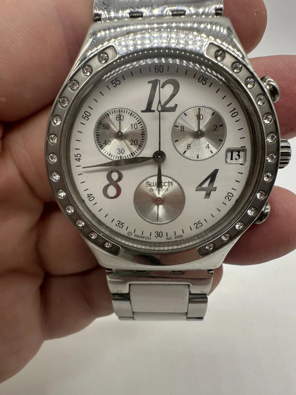 Наручные часы Swatch Blanc кварц керамика женские (швейцария) шикарные