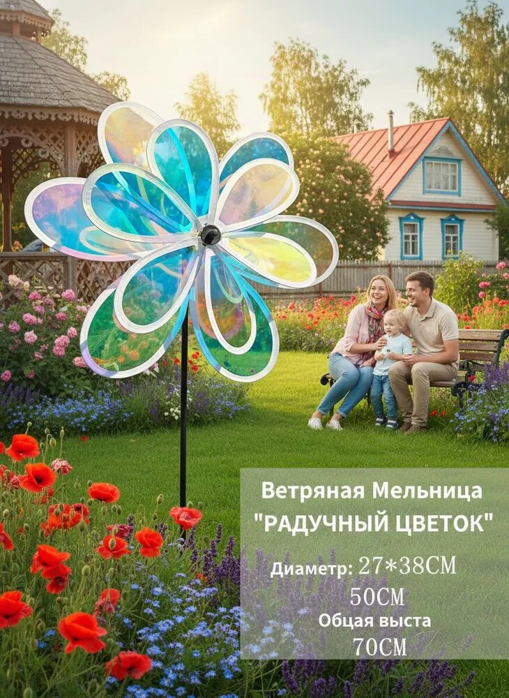 Вертушка для детей 1 штука, ветрячек для сада 50см.