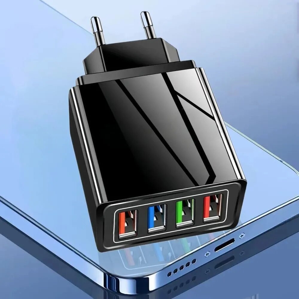 4 многопортовых USB-зарядных устройства для телефонов, адаптер питания 5 В 2 А, зарядное устройство европейского стандарта.