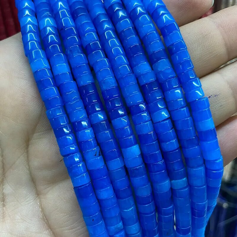 Бусины LUOMAN XIARI натуральные камень 6*3 мм Синий, blue chalcedony