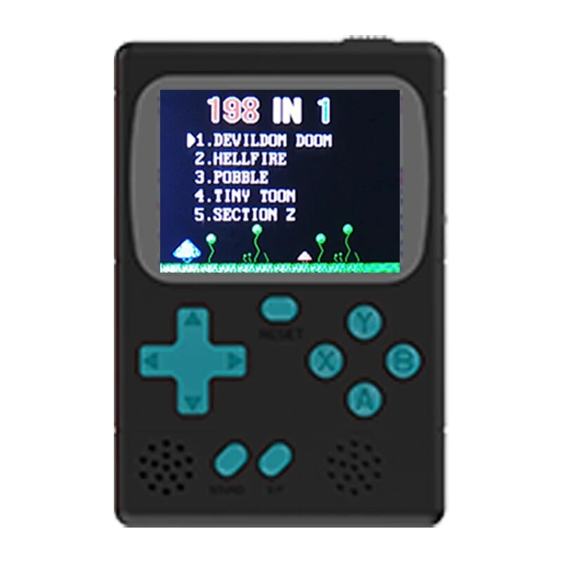 Игровая мини-консоль GAMINJA GC36, 198 встроенных игр, ретро, цветной экран 2,4 дюйма Черный, Black
