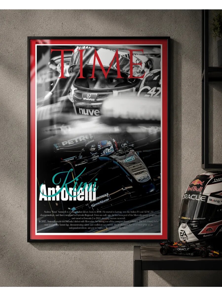 Постер Формула 1 Time Антонелли A3 42X29.7см mercedes Kimi