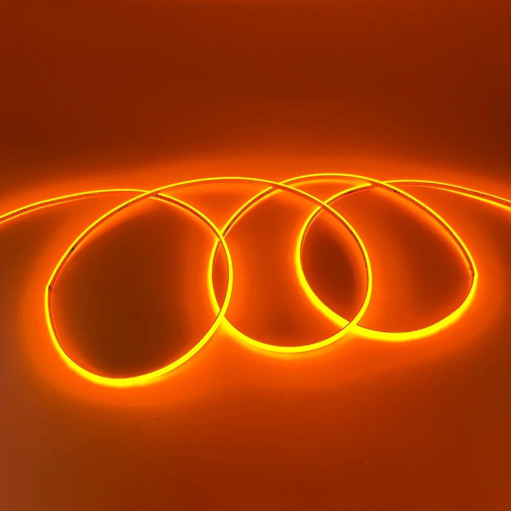 Светодиодная лента pisin COB 2-10мм DC12V/24V 384-528 светодиодов 5м Orange, 5mm 400LEDs-m, DC12V