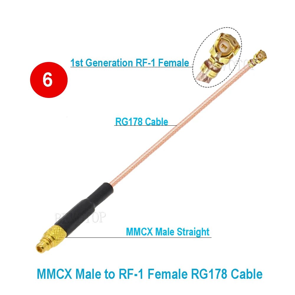 Кабели RF1.13/RG178 BEVOTOP MMCX 5-70см 40CM, MMCX M to RF-1F178