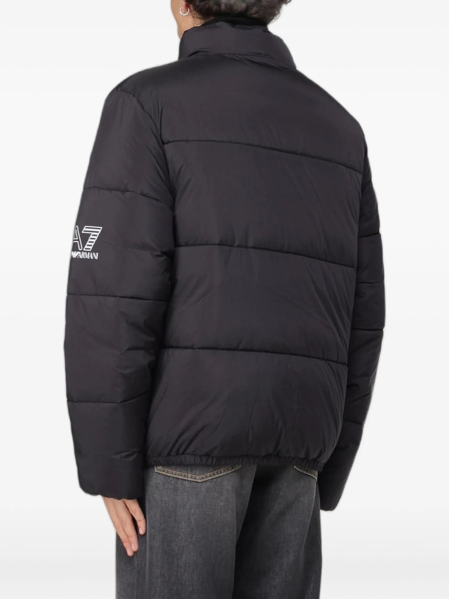 Куртка EA7 EMPORIO ARMANI Quilted logo-print jacket, размер 48, черный — фото 1
