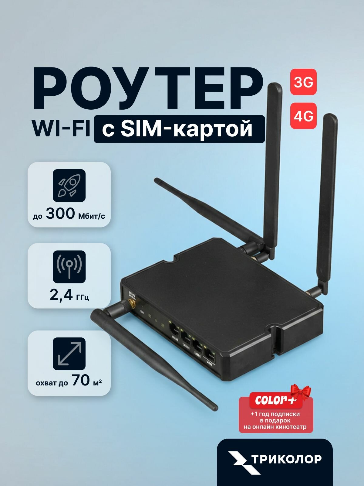 Роутер WiFi с сим картой и усилителем сигнала мощный для дома