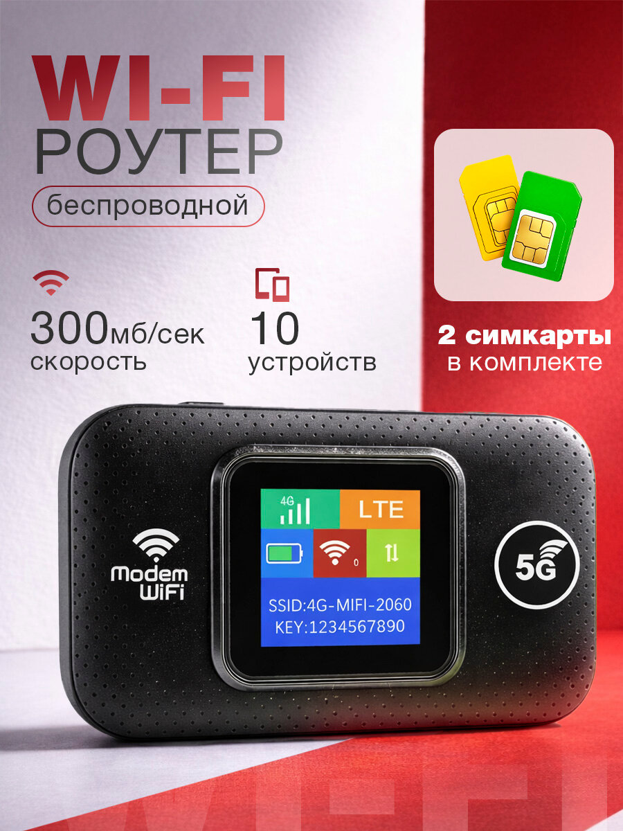 Роутер wifi с сим картой / Модем 4g wifi с сим / Карманный роутер wifi с сим картой
