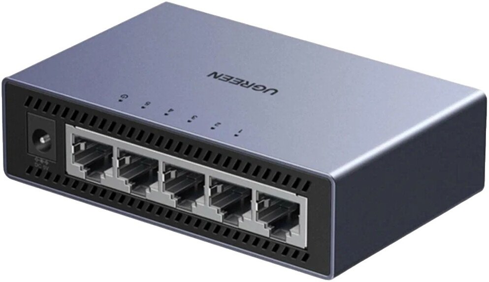 Коммутатор Ugreen CM633 5 х RJ-45 серый