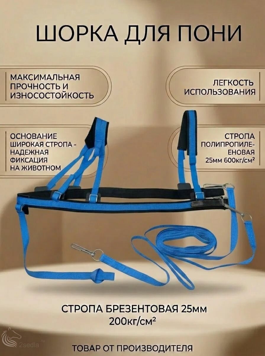 Шорка для пони под тюбинг, ватрушку и скиджоринг синяя