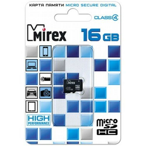 Карта памяти microSDHC Mirex 16 Гб класс 4