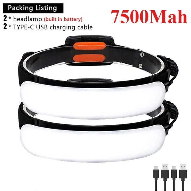Heinast LED Налобный Фонарь USB 7500mah 31LED Белый, 2PCS 7500Mah
