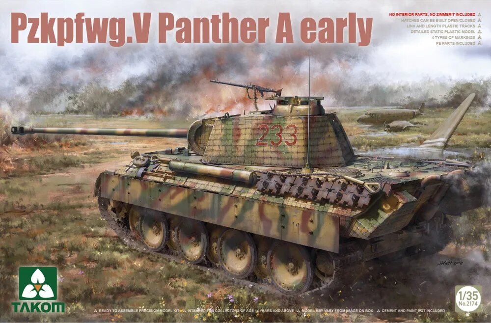 TAKOM 2174 1/35 Pzkpfwg.V Panther A Early Модель сборки танков (Модель без солдат)