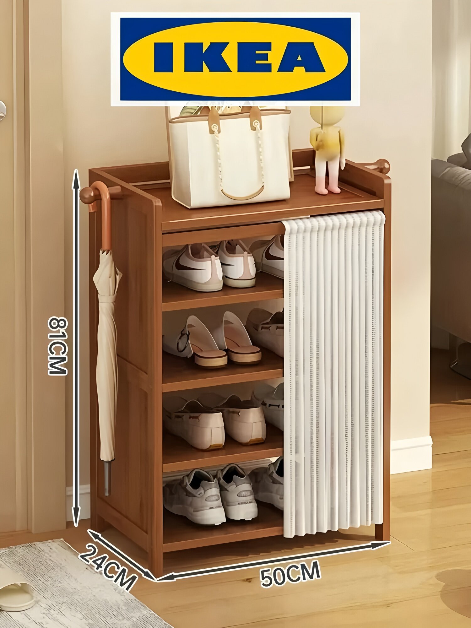 IKEA Обувница, Бамбук, 50х24х81 см Туфельные полки многоэтажные двери Домашние двери Экономный дом Аренда