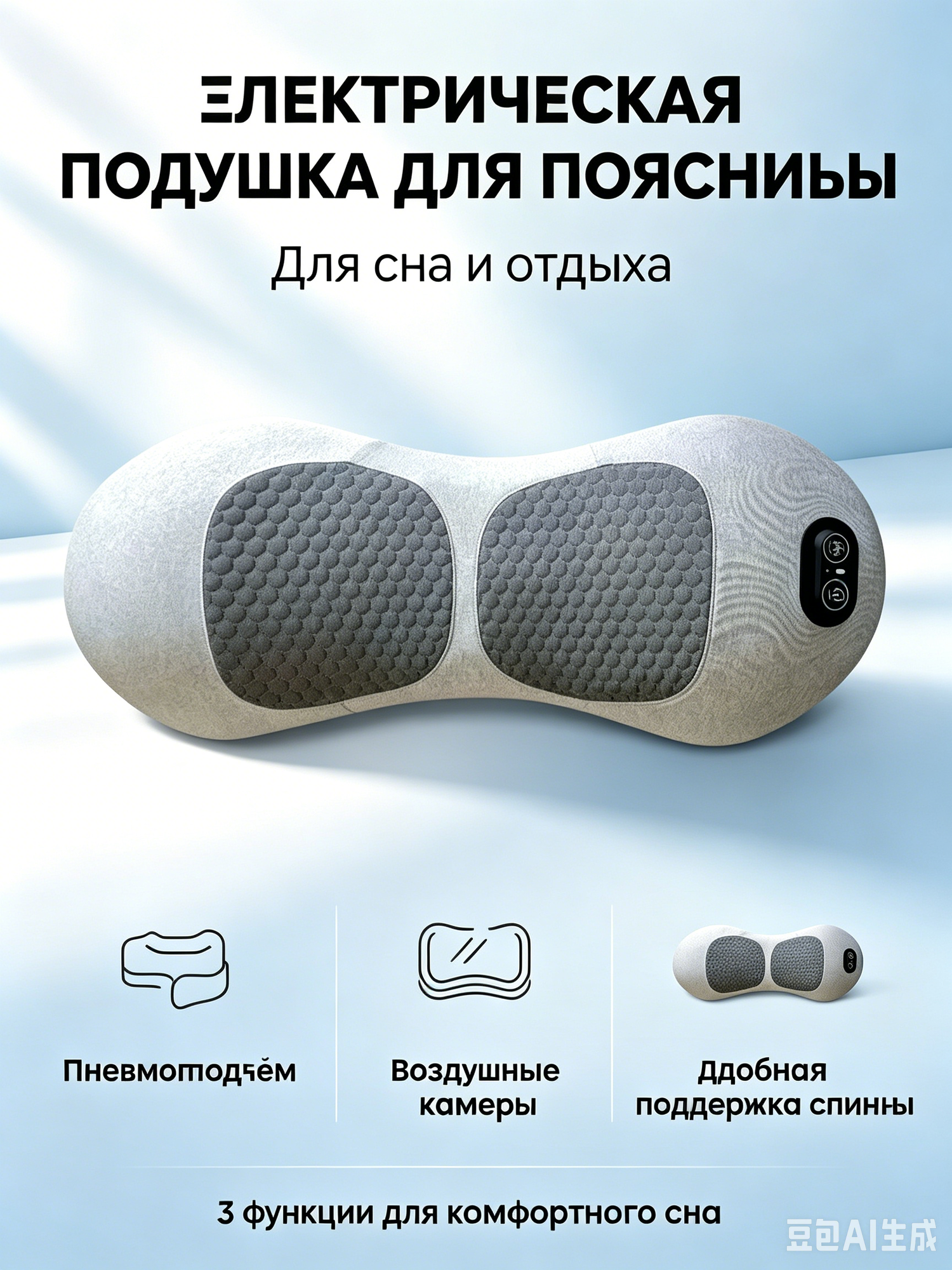 Электрическая подушка для поясницы для сна, 3 функции: пневмоподъём воздушными камерами