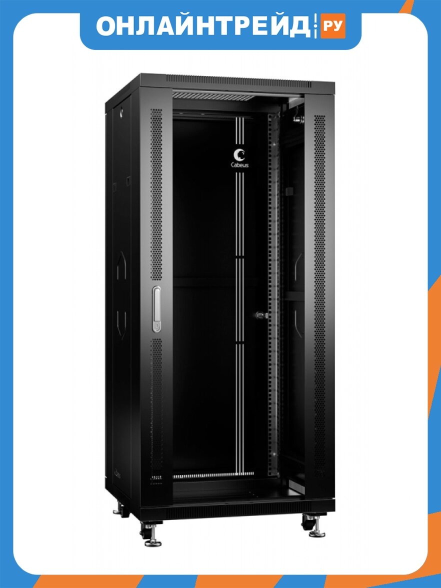 Шкаф серверный Cabeus SH-05C-27U60/80-BK 27U 800мм дверь стекло, черный