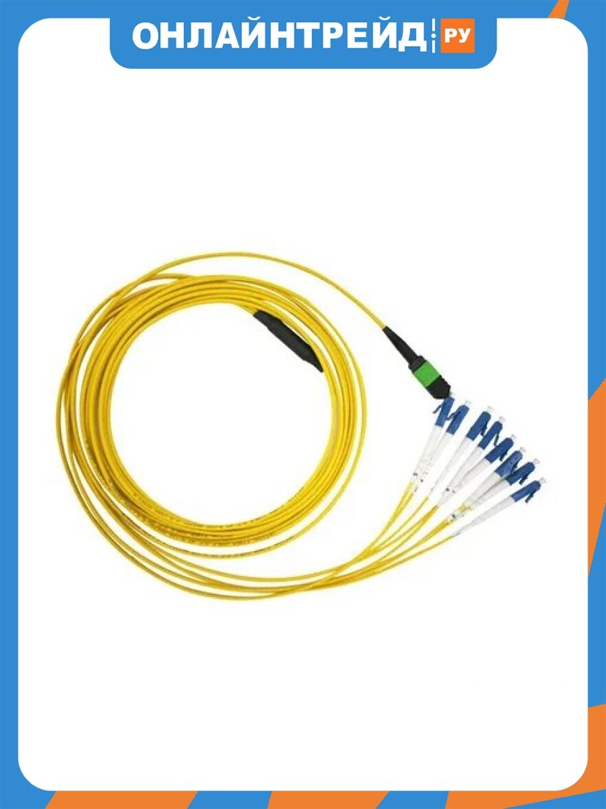 Сборка кабельная Toplan MPO-12LC, 12 волокон OS2, низкие потери, LSZH, 45 м, желтая
