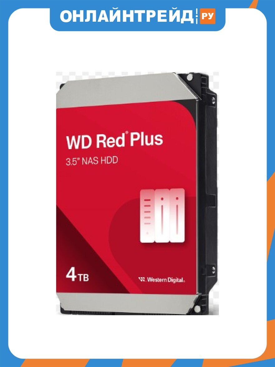 Жесткий диск Western Digital 3.5" WD Red Plus 4 ТБ, SATA III, 128 Mb, 5400 rpm CMR (WD40EFZZ)