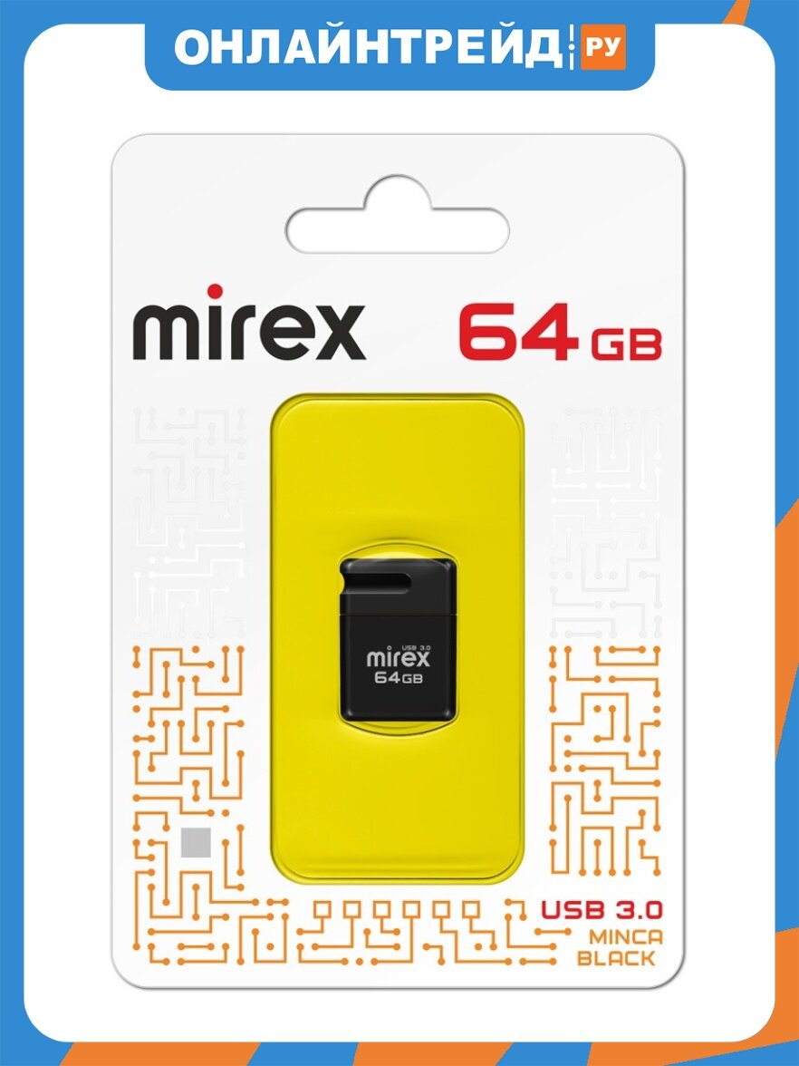 Флэш накопитель Mirex 64 Гб MINCA BLACK USB 3.0 (13600-FM3MIB64)