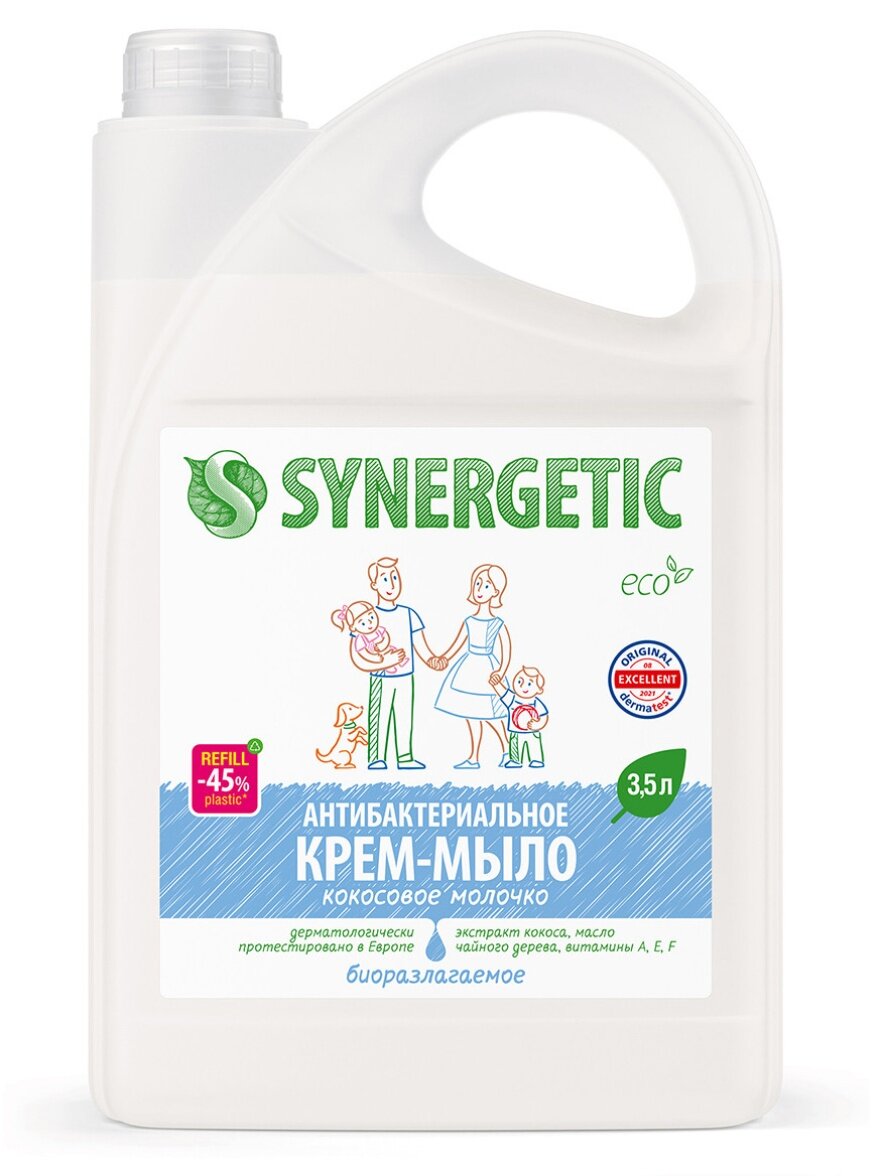 Жидкое мыло-крем Synergetic Кокосовое молочко, 3.5 л