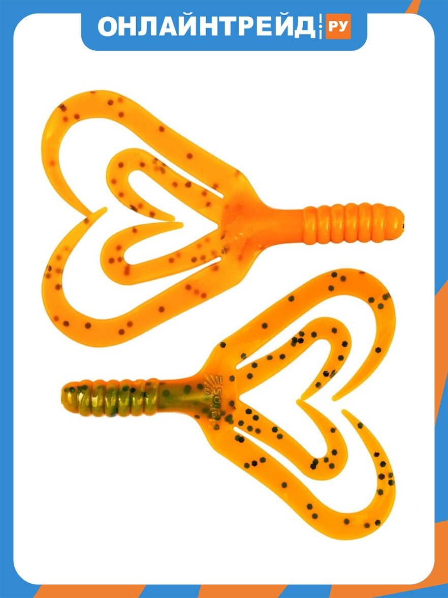 Твистер Helios Credo Four Tail 3,35/8,5 см Pepper Green & Orange 10шт. (HS-20-018)