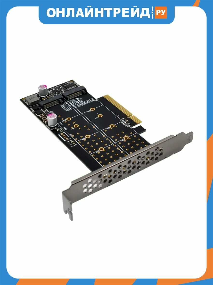 Переходник Orient C303E2 , PCI-Ex8->2 x M.2 M-key NVMe SSD, тип 2230/2242/2260/2280/22110, 2 планки
