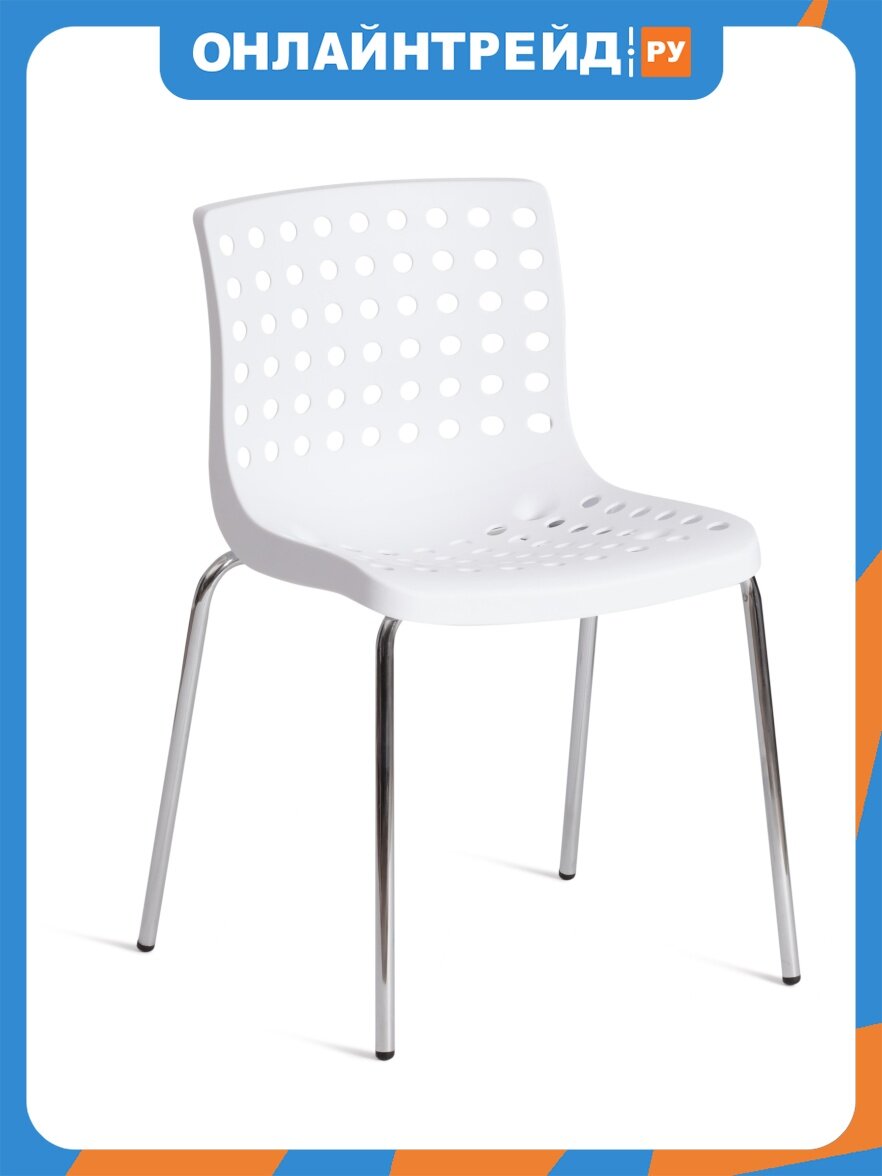 Стул Tetchair SKALBERG (mod. C-084-A) / 1 шт. в упаковке металл/пластик, 46 х 56 х 79 см, White (белый) / Chrome (хром)