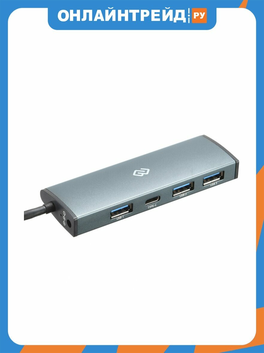 Разветвитель USB Digma HUB-3U3.0С-UC-G 4порт. серый