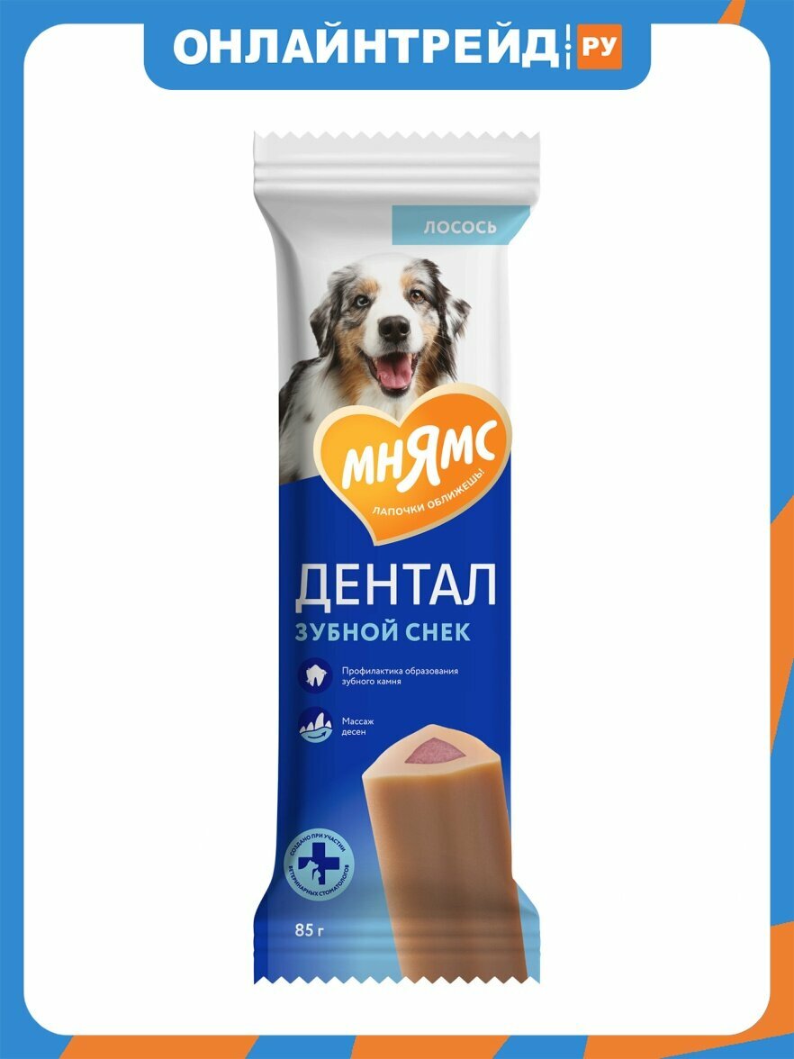 Лакомство Мнямс дентал для собак "Зубной снек" с лососем 85г