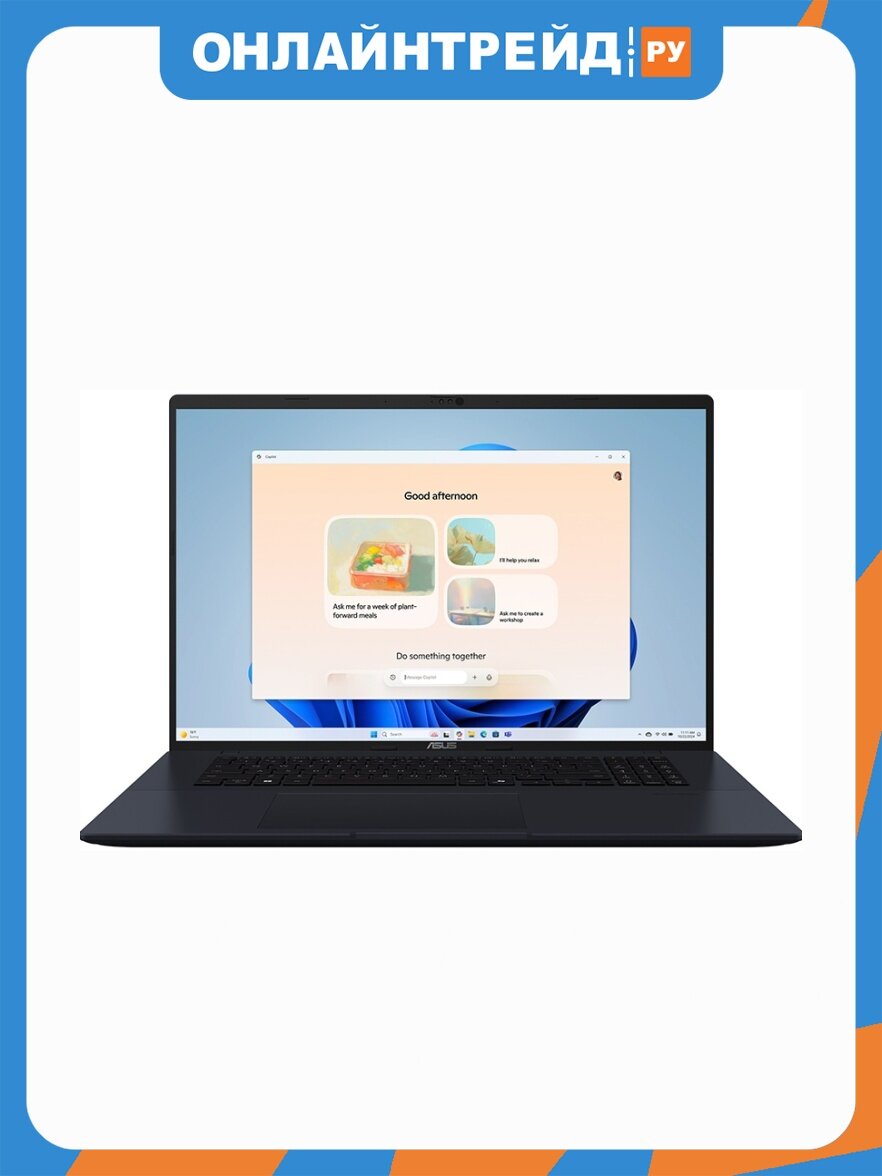 Ноутбук Asus Vivobook 18 M1807HA-S8156 18", IPS, Ryzen 7 260 3.8ГГц, 8-ядерный, 32Гб DDR5, 1Тб SSD, AMD Radeon 780M, без ОС, синий (90NB15P1-M00B20)