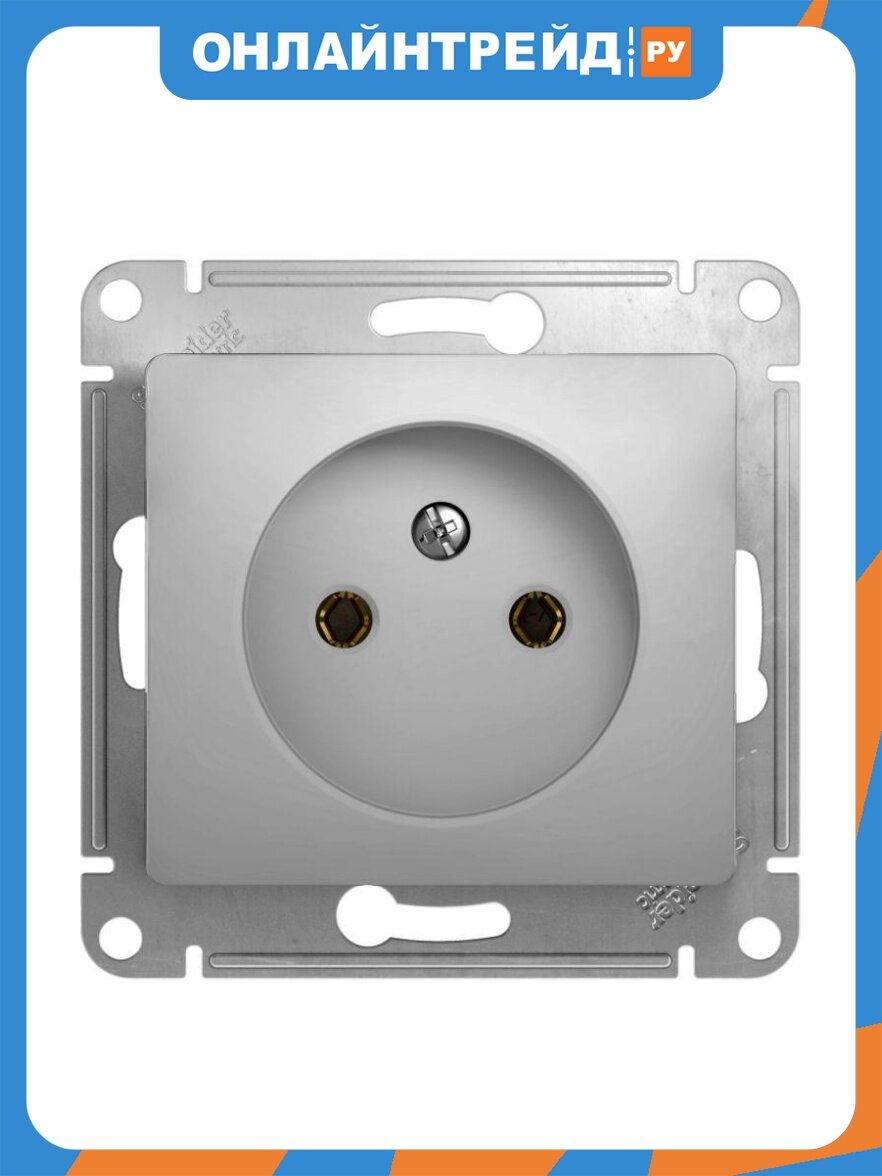 Розетка Systeme Electric (schneider Electric) SCHNEIDER ELECTRIC 1-м СП Glossa 16А IP20 без заземл. алюм. GSL000341