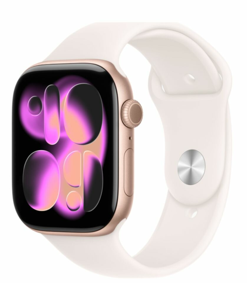 Apple Watch Series 11 42mm (MEU04) Rose Gold Aluminum Case with Light Blush Sport Band S/M