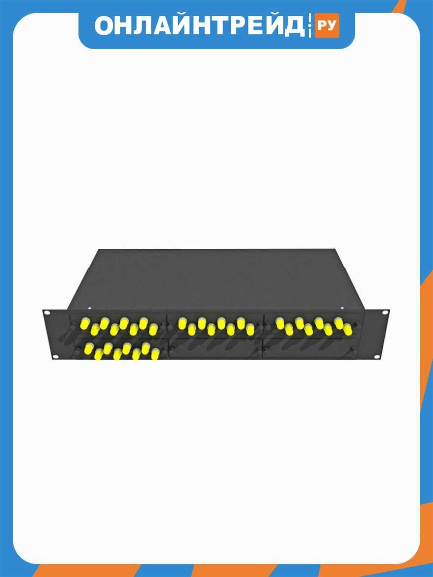 Кросс оптический Toplan , стоечный 19", 32 ST/UPC адаптеров, MM (50/125), 2U, черный, укомплектованный (КРС-Top-2U-32ST/U-OM2-BK)