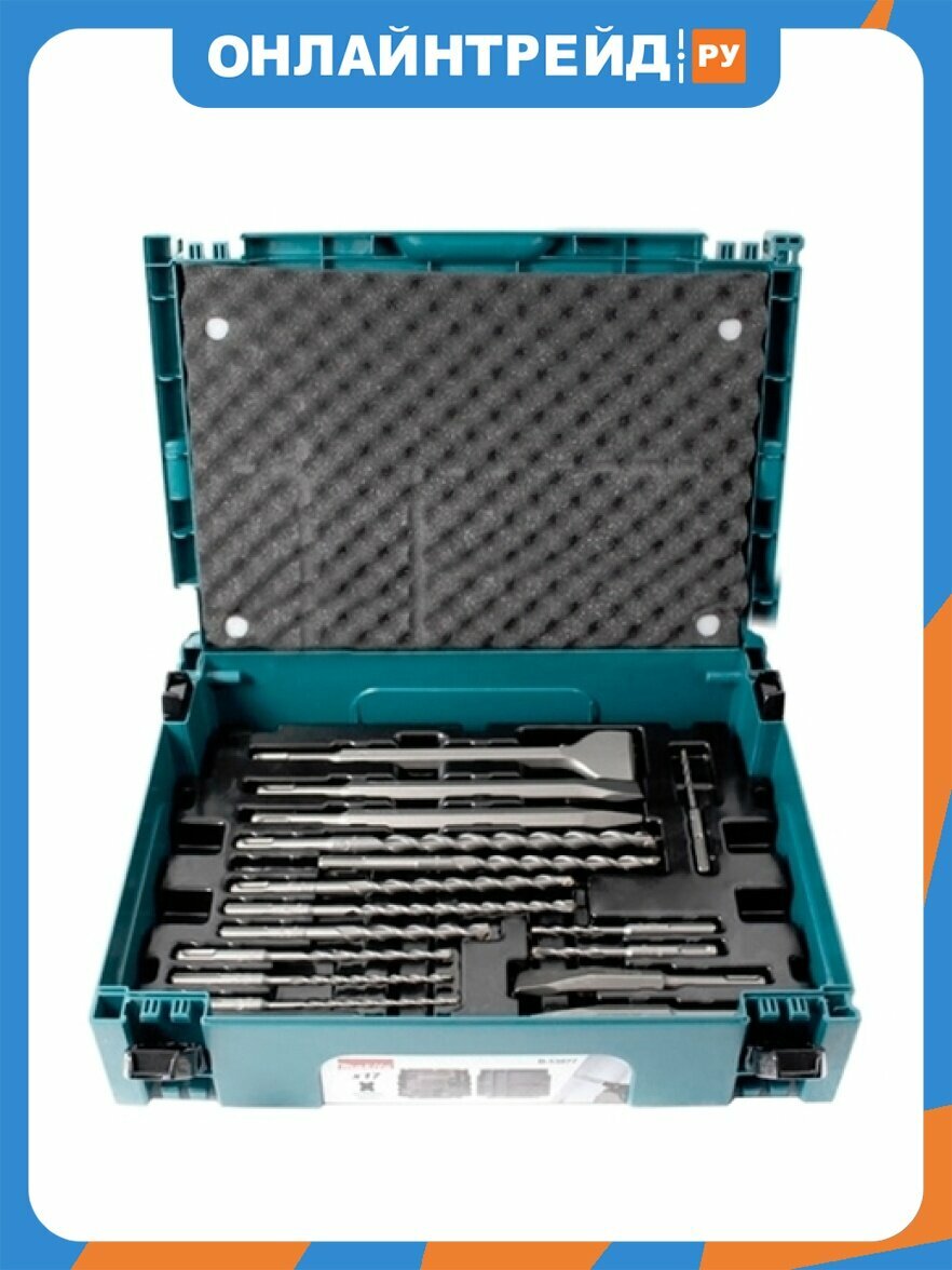 Набор буров и долот SDS-Plus Makita 17шт, буры, долота SDS+, ф5\6\7\8\10\12\14,2шт пика 140\250мм,3шт плоское 20\40х140\250мм, MAKPAC