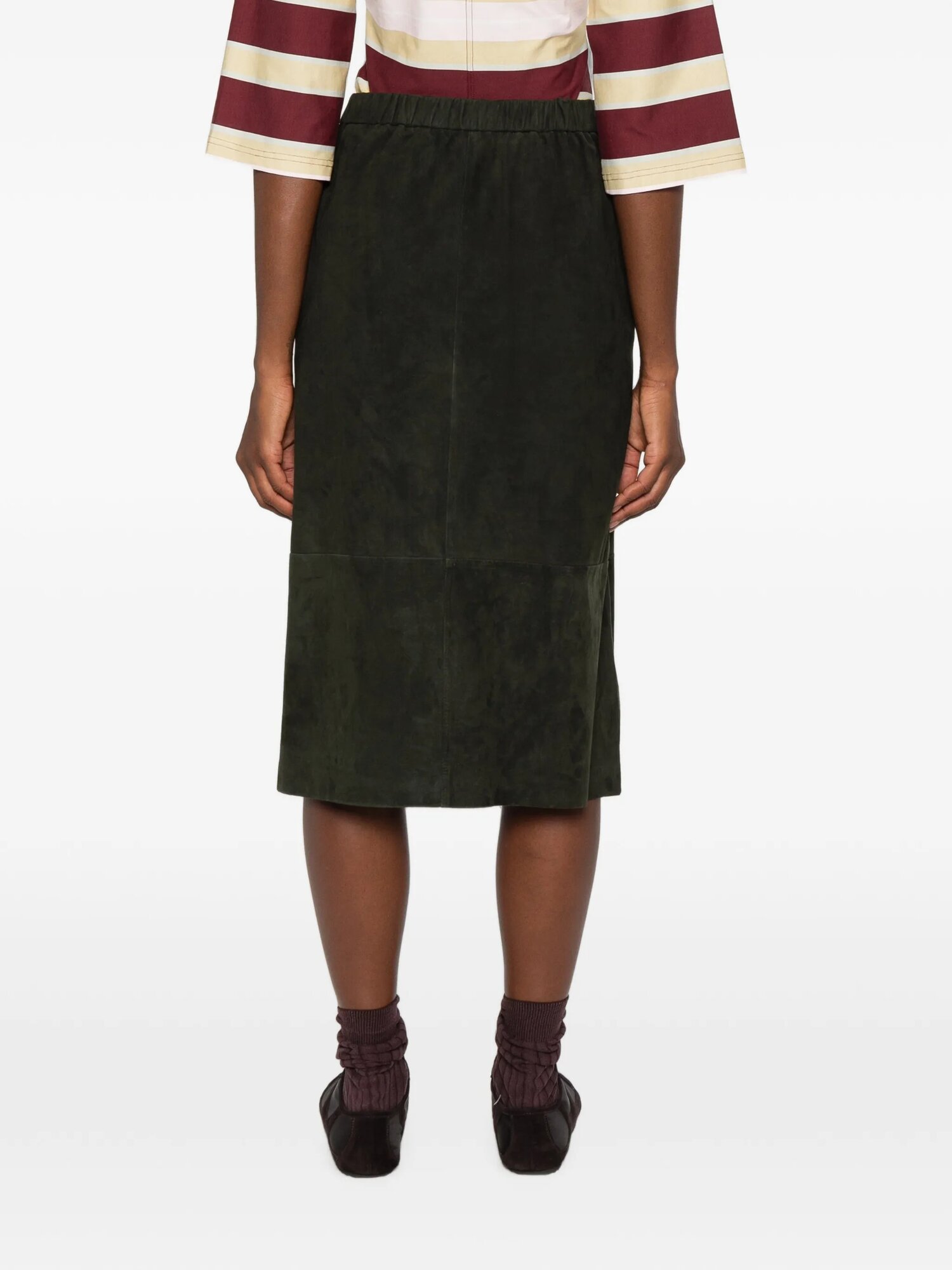 Юбка Max Mara Drawstring suede midi skirt, размер 38 — фото 1