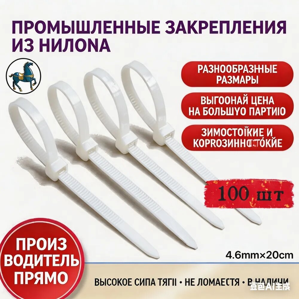 Усиленные нейлоновые стяжки с автоматической застежкой, смешанные